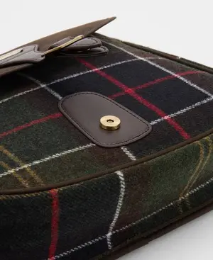 Barbour Logo Debossed Checked Satchel Bag