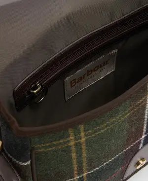 Barbour Logo Debossed Checked Satchel Bag
