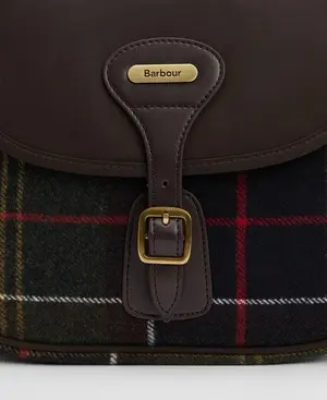 Barbour Logo Debossed Checked Satchel Bag