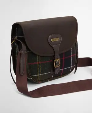 Barbour Logo Debossed Checked Satchel Bag