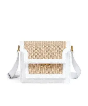 Marni Trunk Soft Mini Bag In Leather And Raffia