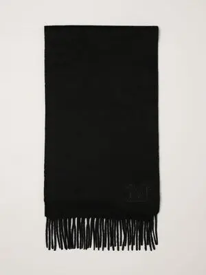Max Mara Dalia Monogram Pure Cashmere Scarf With Fringed Edges - Black