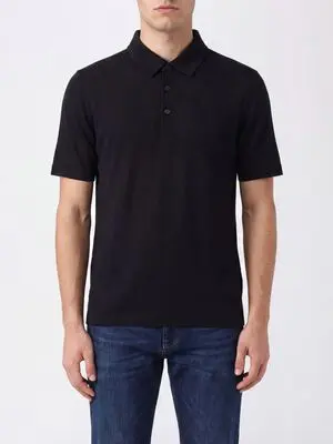 Herno Short-sleeve Cotton Polo Shirt With Three-button Placket - Black