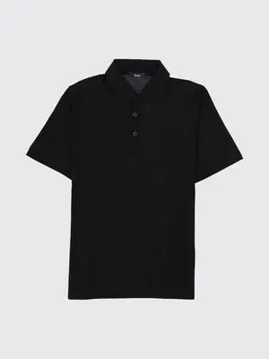 Herno Short-sleeve Cotton Polo Shirt With Three-button Placket - Black