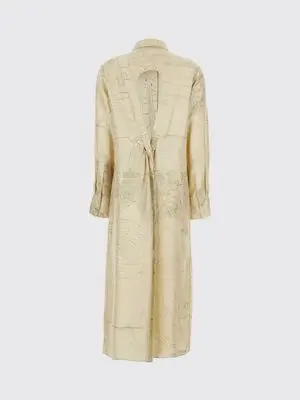 RÓHE Graphic Print Long Sleeve Silk Midi Shirt Dress
