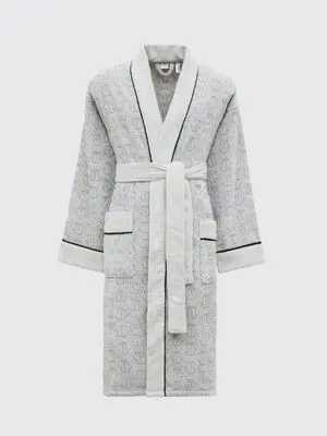 Philipp Plein Contrast Hexagon Monogram Cotton Terry Bathrobe - White