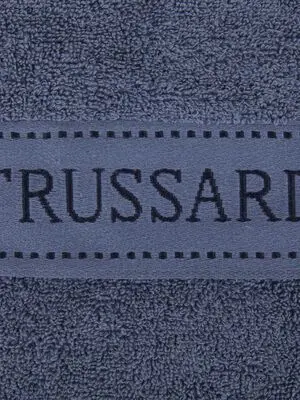 TRUSSARDI Contrast Logo 100% Cotton Terry Beach Towel - Avion