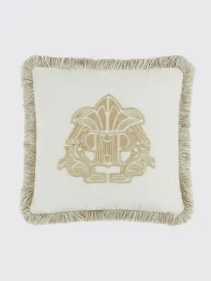 Philipp Plein Embellished Cushion With Fringe Trim - Ivory