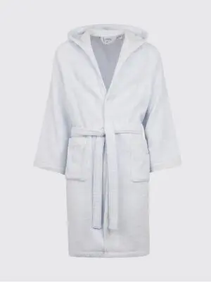 BELLORA Fiocco Hooded Bathrobe In 400 Gsm Cotton Terry Gnawed Blue