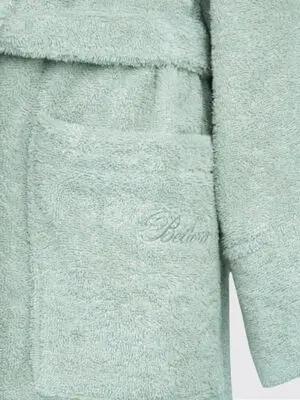 BELLORA Fiocco Hooded Bathrobe In 400 Gsm Cotton Terry - Green