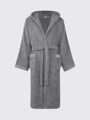 BELLORA Fiocco Hooded Bathrobe In 400 Gsm Cotton Terry - Grey