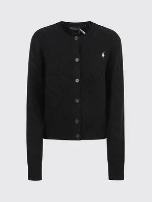 Polo Ralph Lauren Crewneck Knit Wool Cardigan With Embroidered Pony Logo - Black