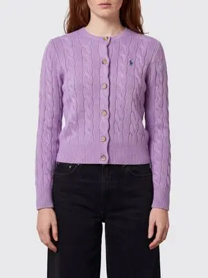 Polo Ralph Lauren Polo Ralph Lauren Crewneck Knit Wool Cardigan With Embroidered Pony Logo Pink