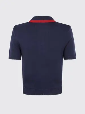 Casablanca Knitted Polo Top With Quarter Zip