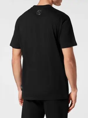 PLEIN SPORT Cotton Crew Neck T-shirt With Tone-on-tone Logo Print - Black