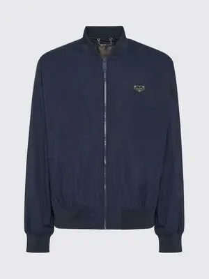Philipp Plein Lightweight Nylon Bomber Jacket With Iconic Collar And Logo - Blue