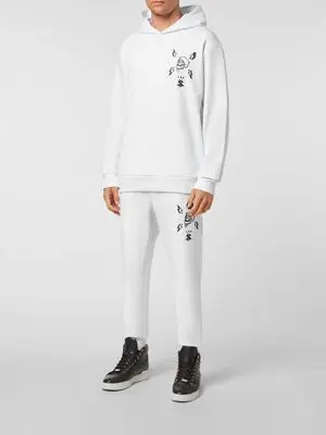 Philipp Plein Cotton Hoodie With Skull Print - White