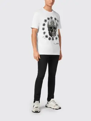 Philipp Plein Slim Fit Cotton T-shirt With Skull And Monogram Print