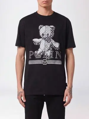 Philipp Plein Dropped Shoulder Teddy Bear Print Cotton T-shirt - Black