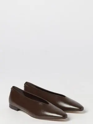 JIMMY CHOO Margot Smooth Leather Ballerina Flats With Rear Monogram - Brown