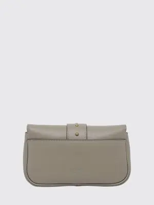 Pinko Love Bag Pocket Mini Crossbody Bag In Leather With Crystals And Studs - Grey