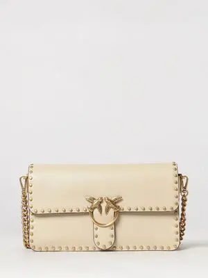 Pinko Love Bag Slouchy Studded Leather Crossbody Bag - Beige