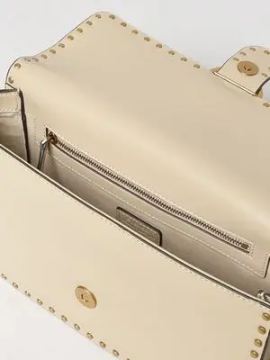 Pinko Love Bag Slouchy Studded Leather Crossbody Bag - Beige
