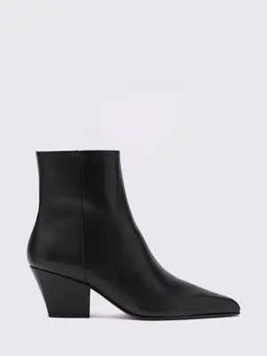 Paris Texas Jane Smooth Leather Cowboy Ankle Boots - Black