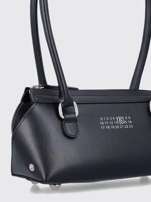 MAISON MARGIELA Bowling Mini Leather Shoulder Bag With Numeric Logo - Black