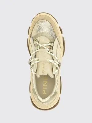 Pinko Leather And Suede Sneakers - Platinum
