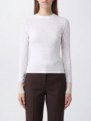 LANVIN Long-sleeved Knit Top In Wool And Mohair With High Neck - White
