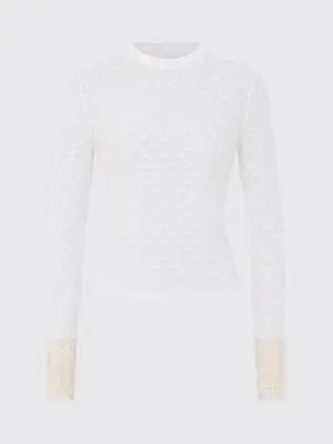 LANVIN Long-sleeved Knit Top In Wool And Mohair With High Neck - White