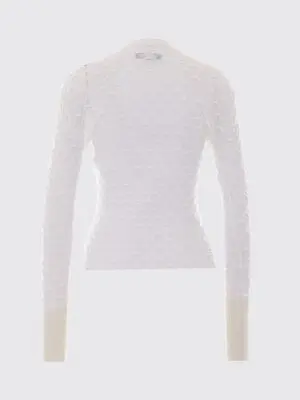 LANVIN Long-sleeved Knit Top In Wool And Mohair With High Neck - White