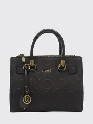 Liu Jo Grained Faux Leather Handbag With Monogram And Logo Charm - Brown