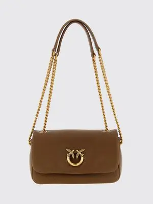 Pinko Click Soft Horizontal Monogram Lamb Shoulder Bag - Earth