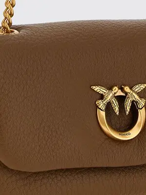 Pinko Click Soft Horizontal Monogram Lamb Shoulder Bag - Earth