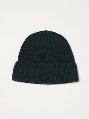 Stone Island Ribbed Virgin Wool Beanie Hat With Compass Logo - Green