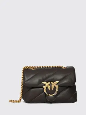 Pinko Mini Love Bag Puff Matelassé Nappa Crossbody Bag With Rhinestones - Brown