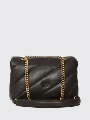 Pinko Mini Love Bag Puff Matelassé Nappa Crossbody Bag With Rhinestones - Brown