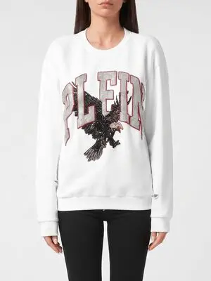 Philipp Plein Teddy Bear Embellished Cotton Sweatshirt - White