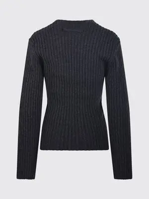 Victoria Beckham Ribbed Cashmere-blend Crewneck Sweater With Front Slit - Grey