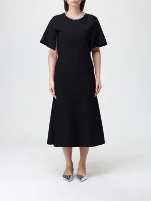 Alexander McQueen Embellished Neck Cape Dress