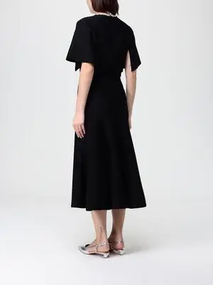 Alexander McQueen Embellished Neck Cape Dress