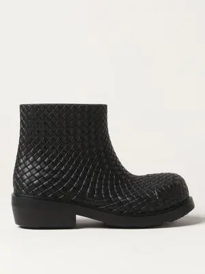 Bottega Veneta Fireman Ankle Boots In Woven Rubber - Black