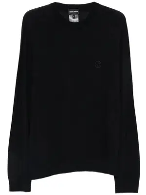 Giorgio Armani Wool Pullover With Logo Embroidery