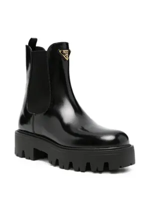 Prada Brushed Leather Ankle Boots
