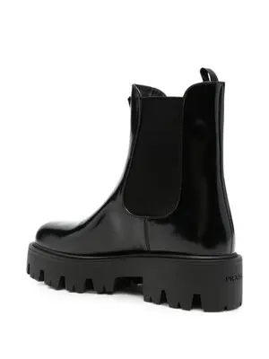 Prada Brushed Leather Ankle Boots
