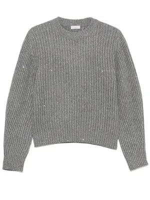 Brunello Cucinelli Sweater Sparkling & Dazzling In Cashmere And Wool R - Grey