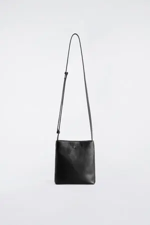 Cos City Crossbody Bag Grained Leather - Black
