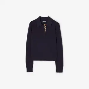 Burberry Long-sleeve Wool Polo Shirt - Grape Purple